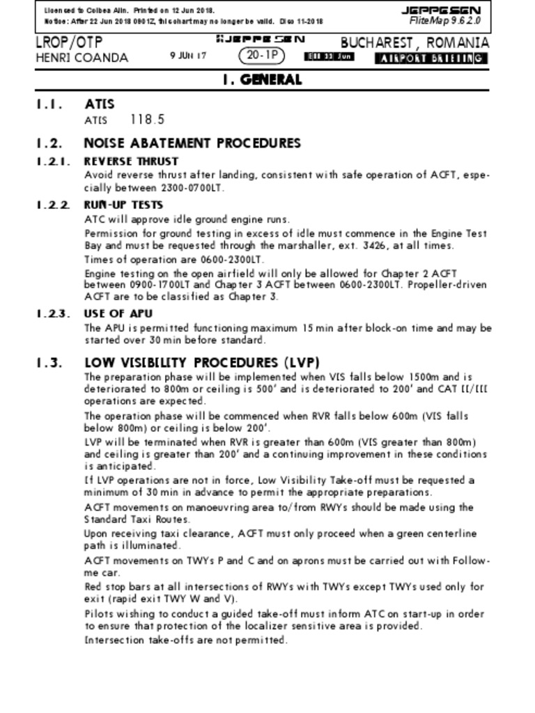 Bucharest Airport Pilot Briefing | PDF