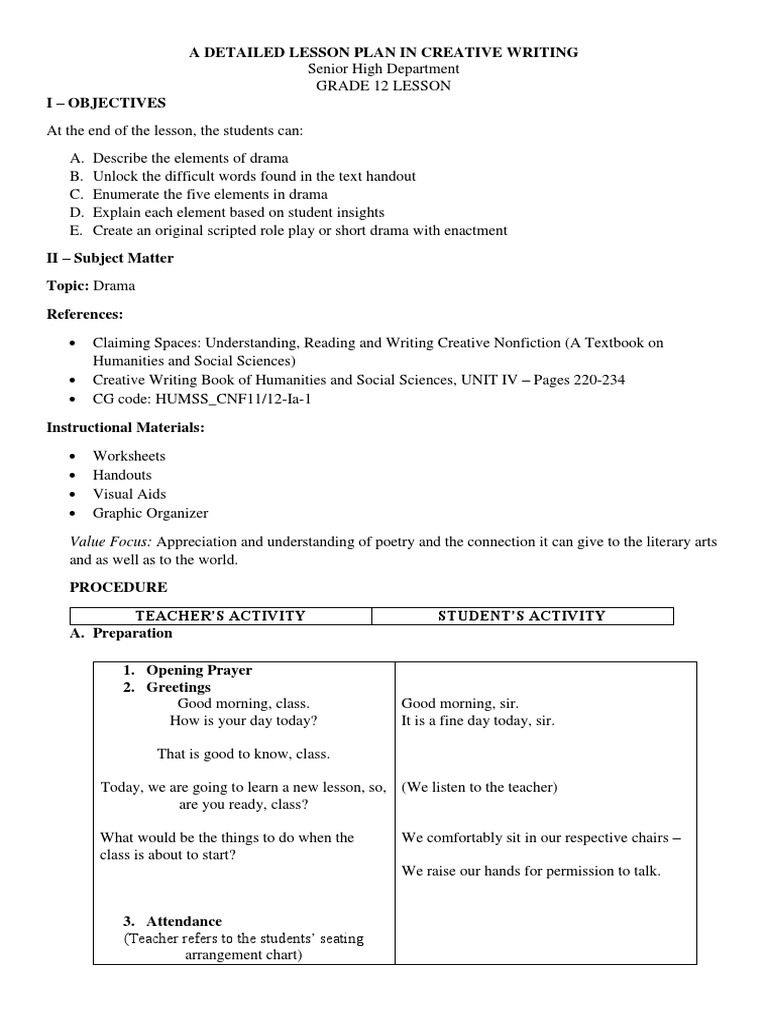 A Detailed Lesson Plan in Creative Nonfiction | PDF