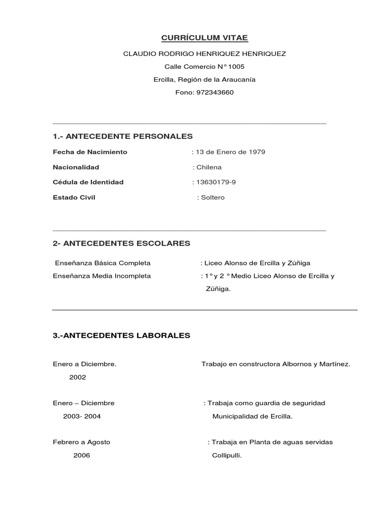 CURRÍCULUM VITAE - Claudio | PDF