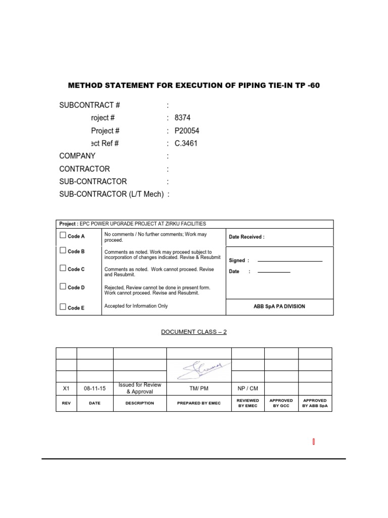 Method Statement For Hot Tapping Rev 0 PDF | PDF | Science ...