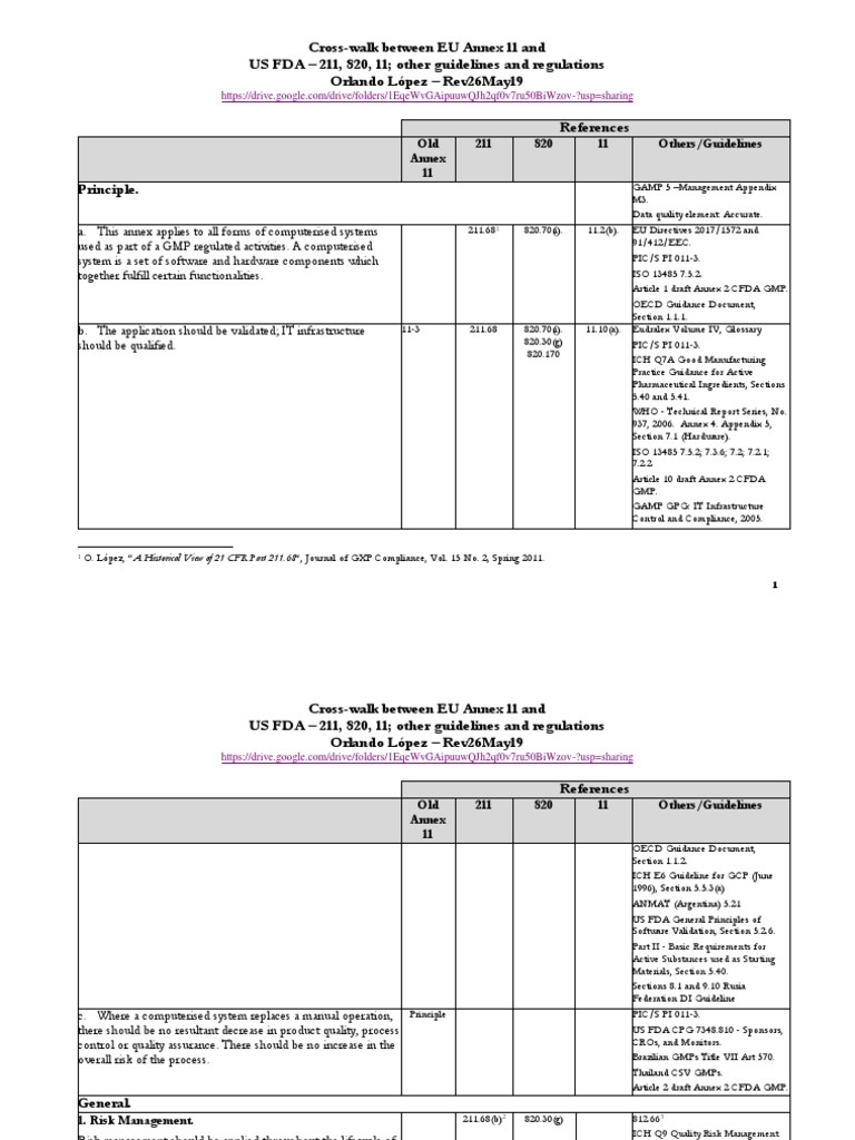 EU Annex 11 vs US FDA Compliance Guide | PDF