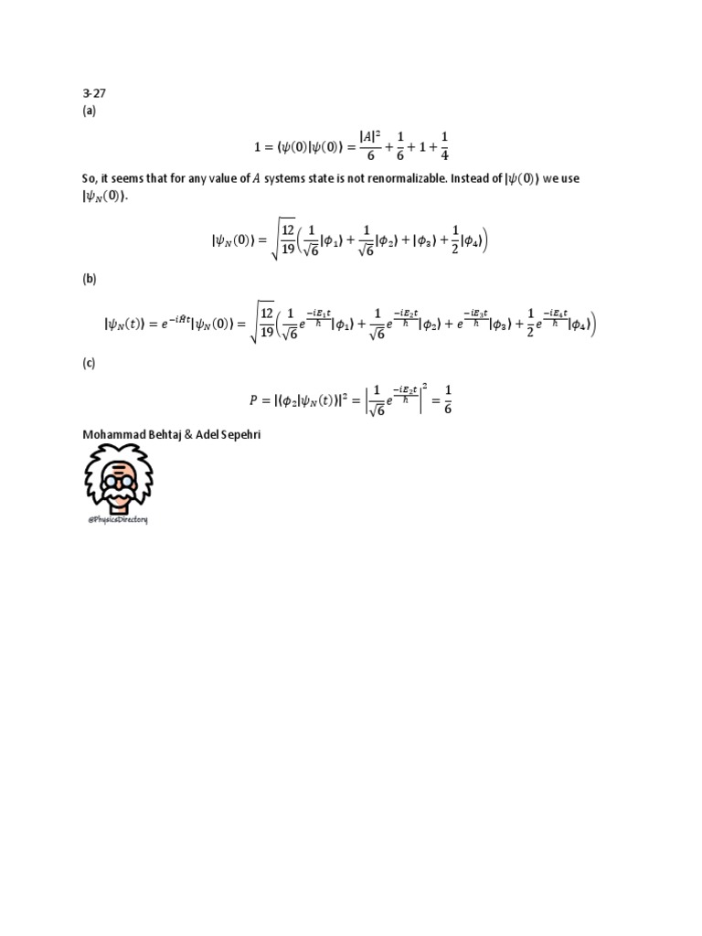 Solution To Ex. 3-27 From Zettili's QM Book | PDF