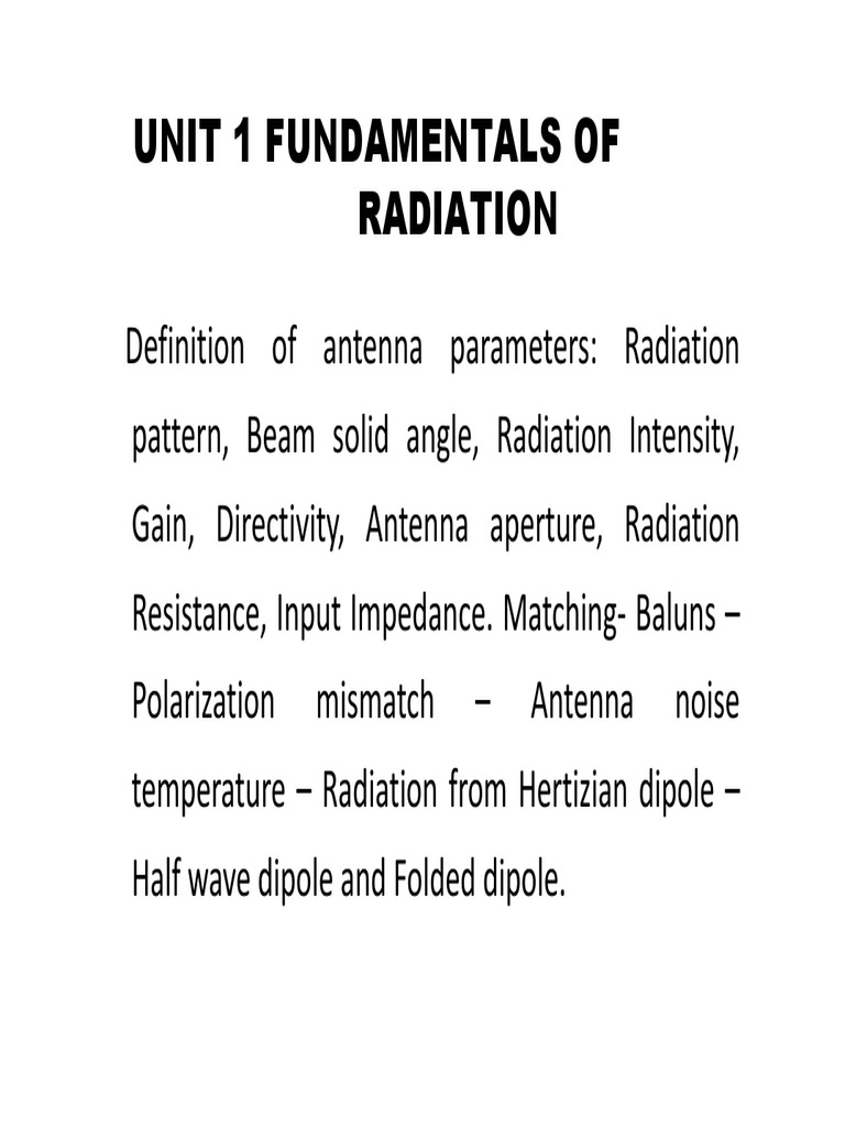 Fundamentals of Radiation | PDF