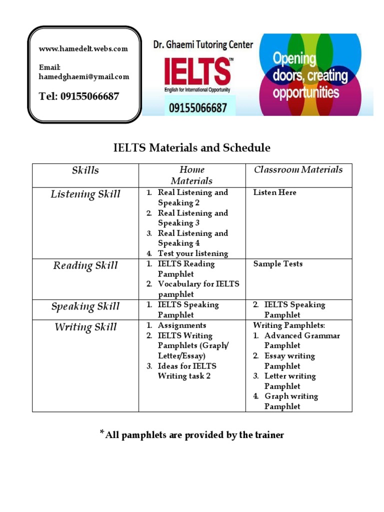 IELTS Study Resources & Schedule | PDF | Language Arts & Discipline