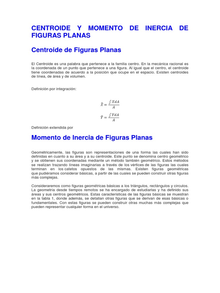Centroides de Figuras Planas | PDF | Rectángulo | Integral