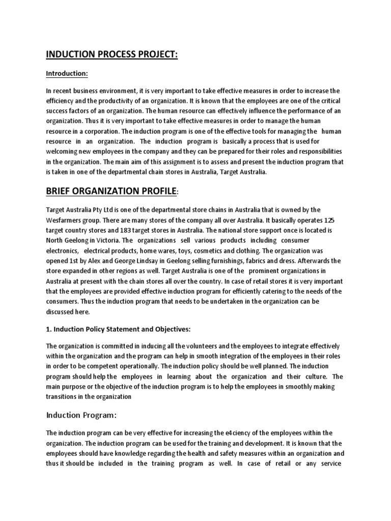 Induction Process Project | PDF