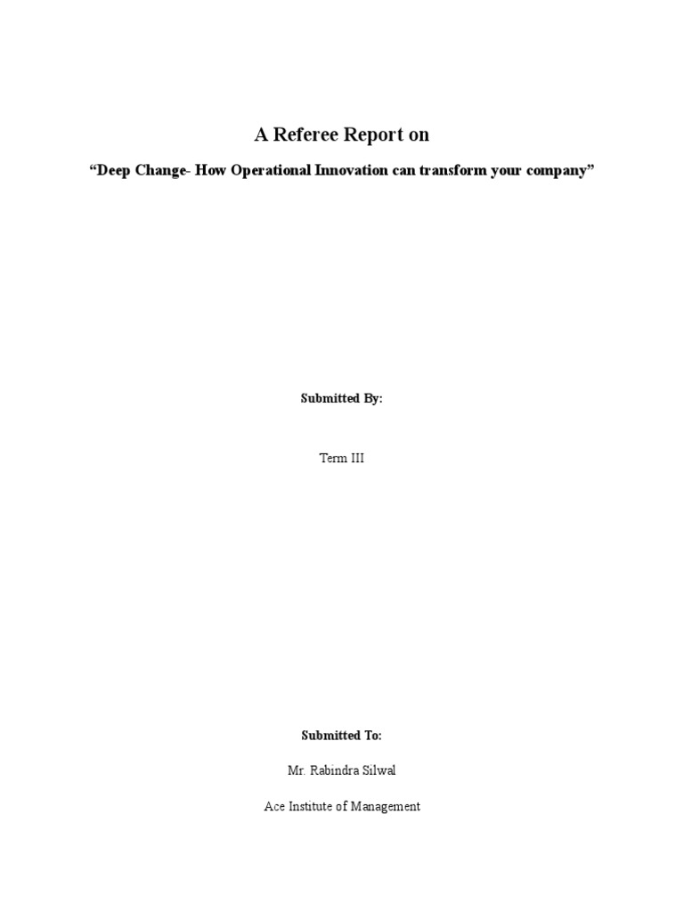 Deep Change Referee Report | PDF | Dell | Innovation