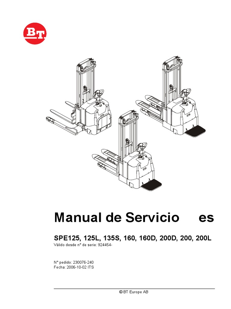Manual de Servicio BT 230076 Spe125-125-135s-160-160d-200d-200-200l PDF ...