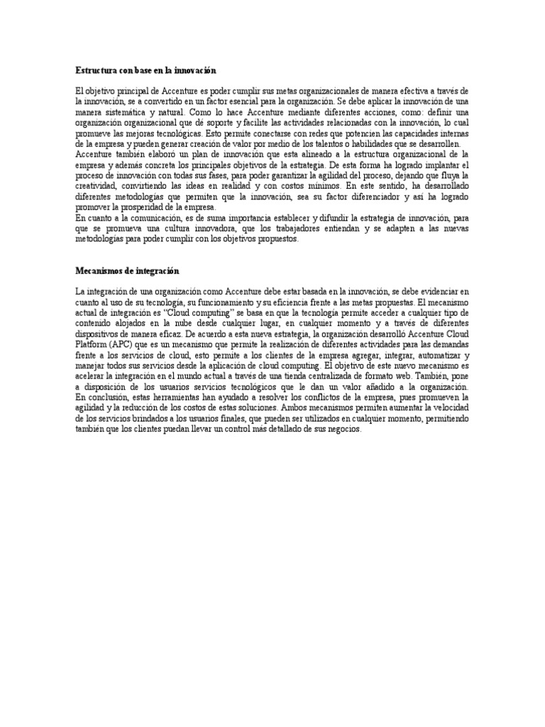 Accenture - Estructura | PDF | Computación en la nube | Innovación