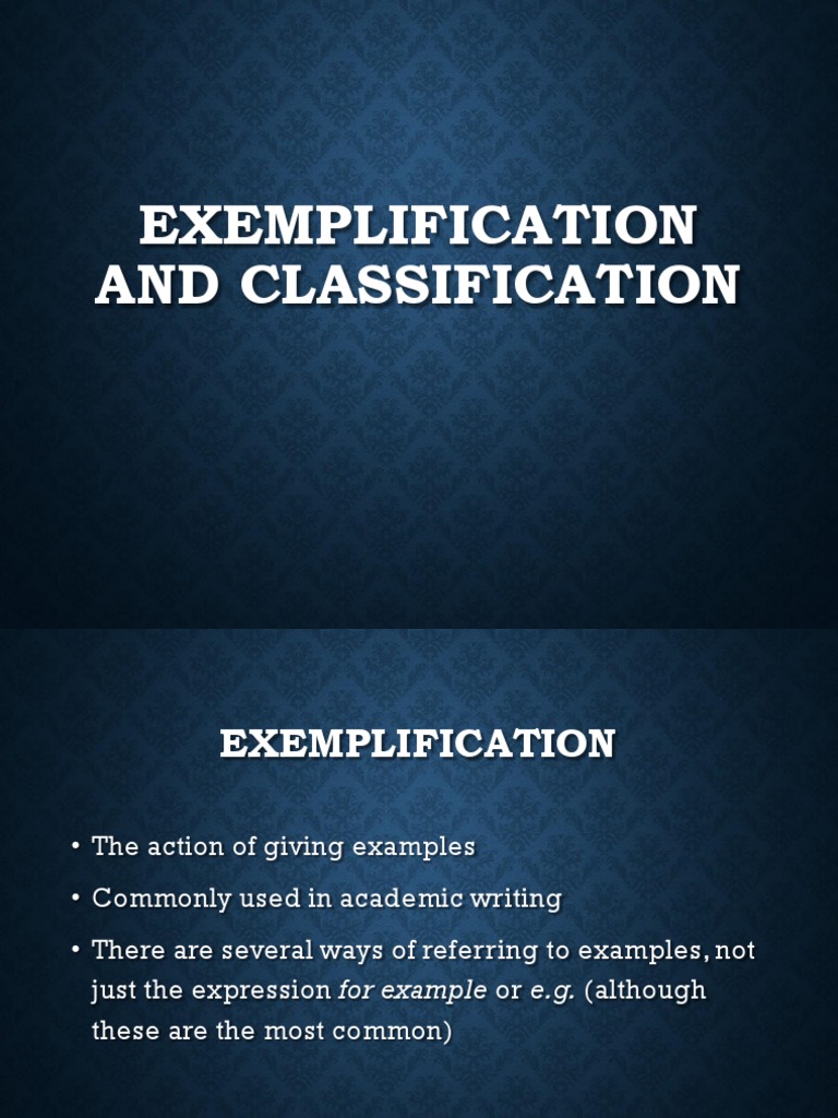 A Guide to Exemplification, Classification, and Associated Vocabulary ...