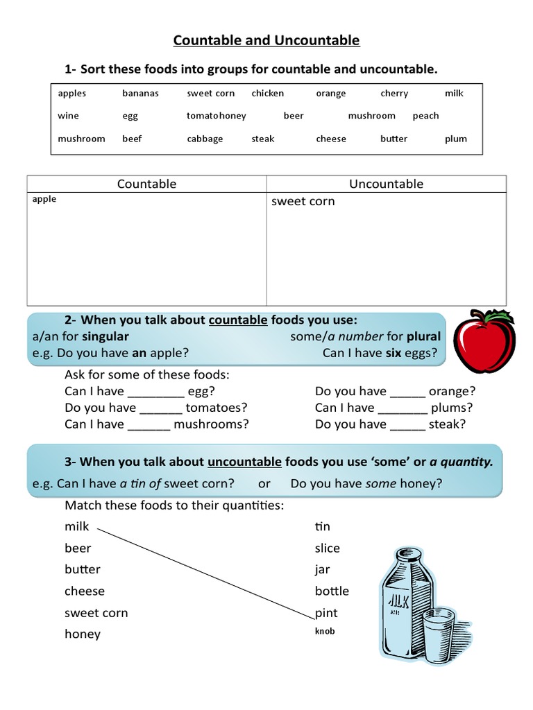Countable vs Uncountable Foods Guide | PDF