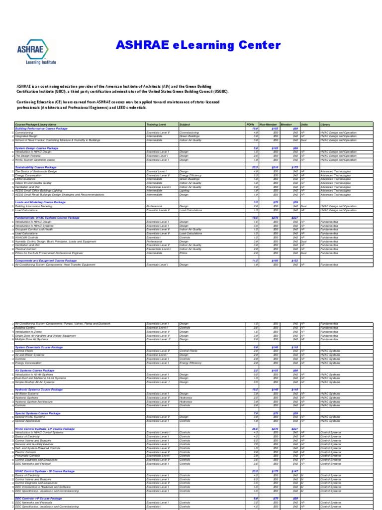 ASHRAE Online HVAC Training Courses | PDF | Green Building ...