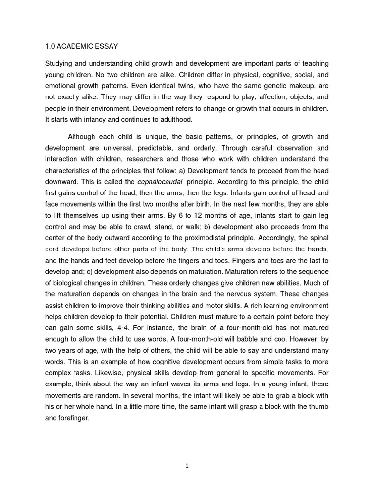 Child Development Essay | PDF | Psychology | Psychological Concepts