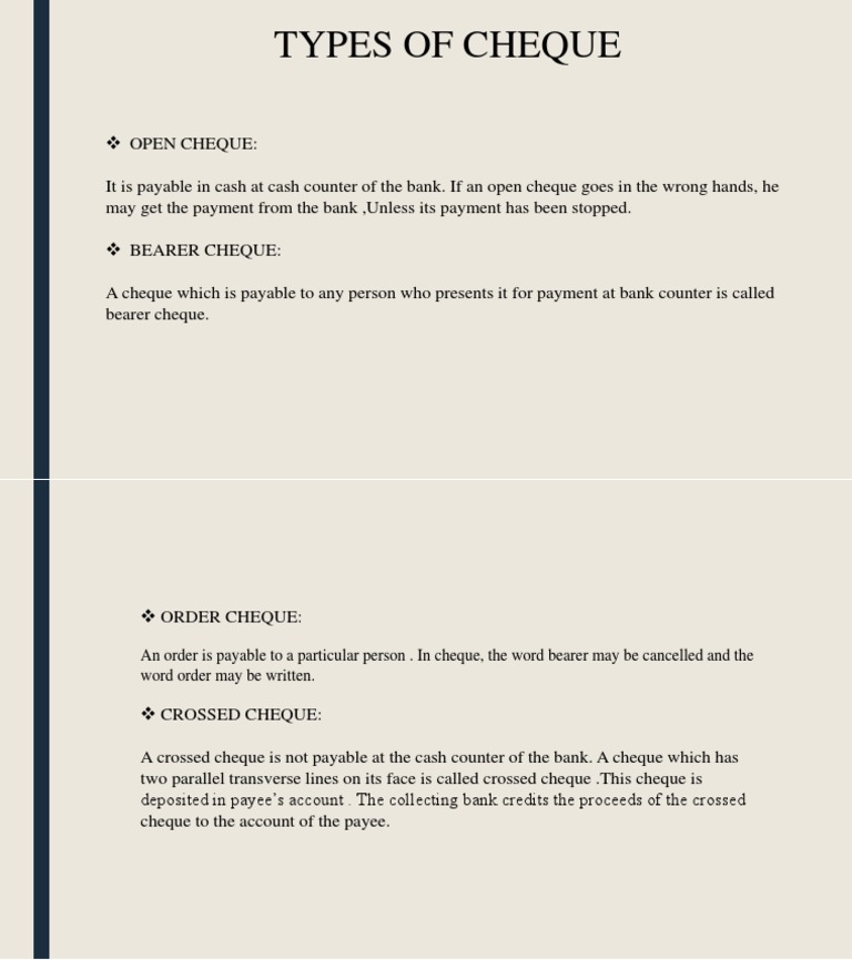 Business Law (Types of Cheque) | PDF