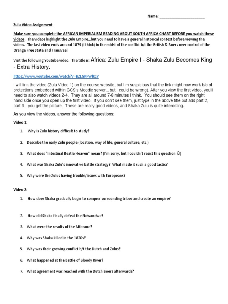 Zulu Assignment | PDF | History