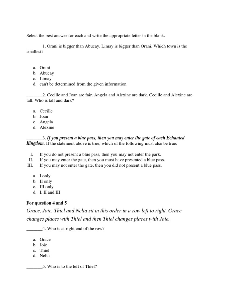 Analytical Ability Test | PDF