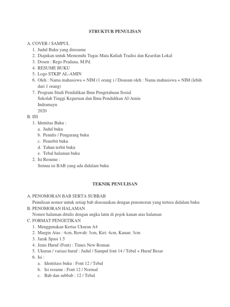 Struktur Penulisan Resume Buku | PDF