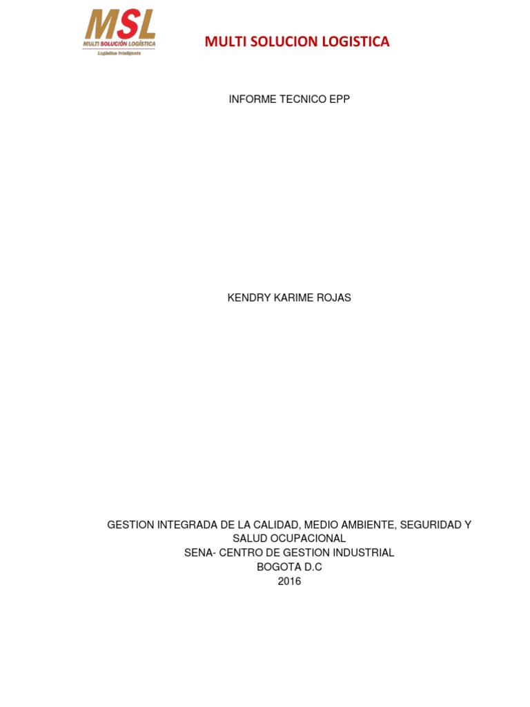 INFORME TECNICO USO DE Epp | PDF