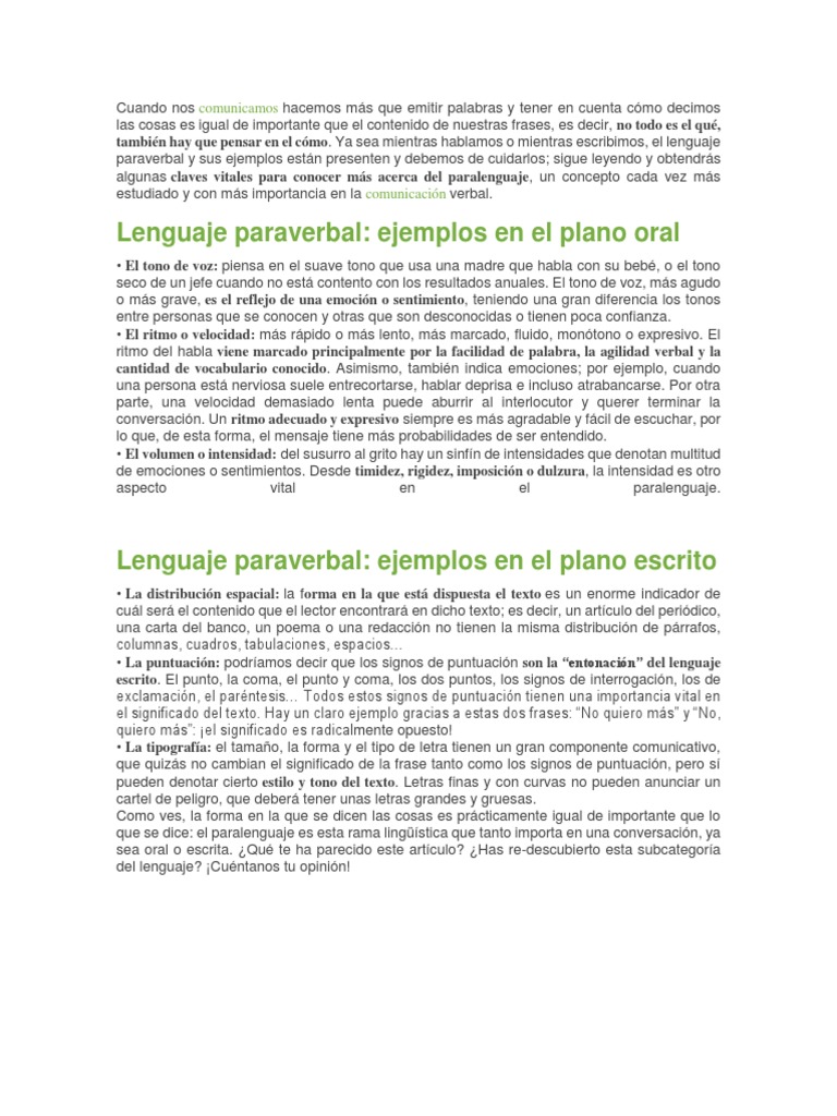 Lenguaje Paraverbal | PDF