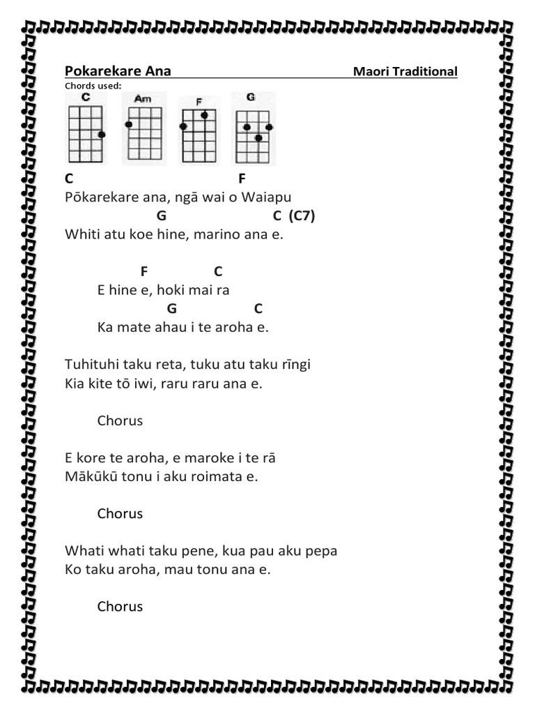 Maori Songs Guitar Chords