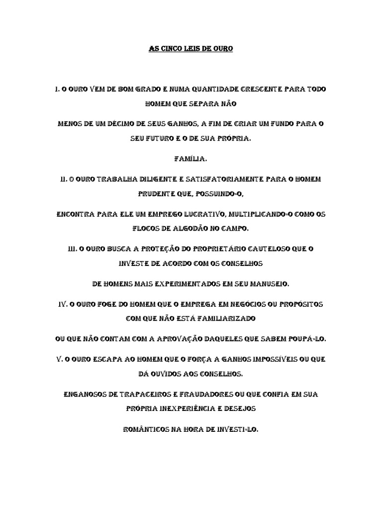 As Cinco Leis do Ouro | PDF