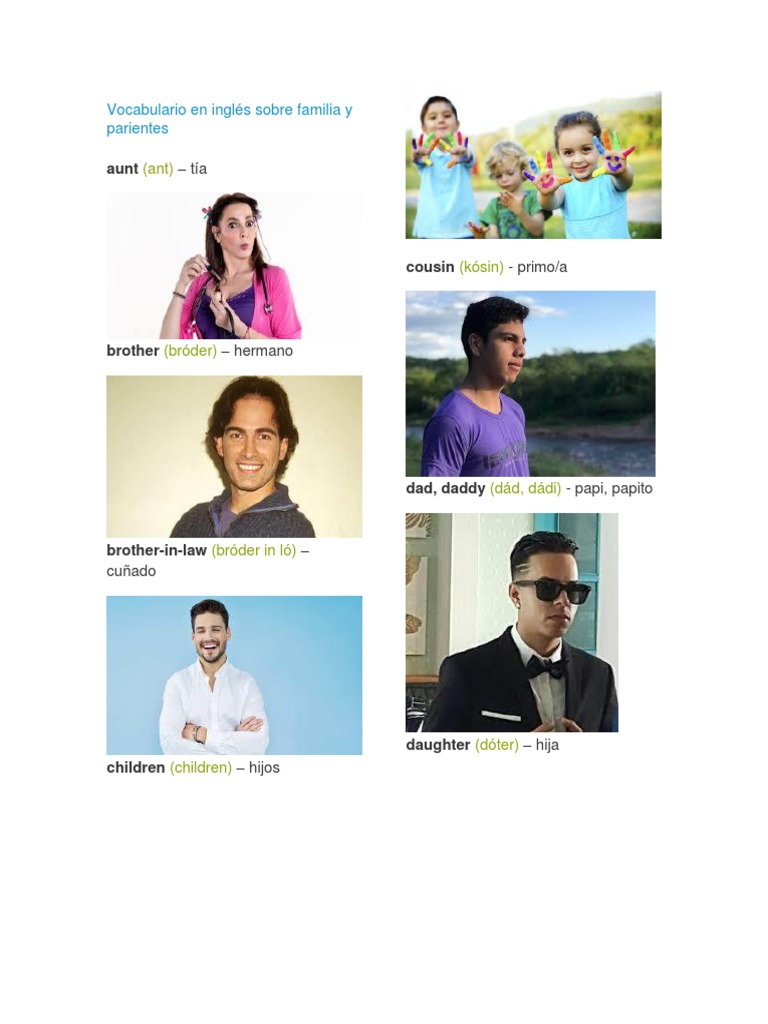Vocabulario en Inglés Sobre Familia y Parientes | PDF