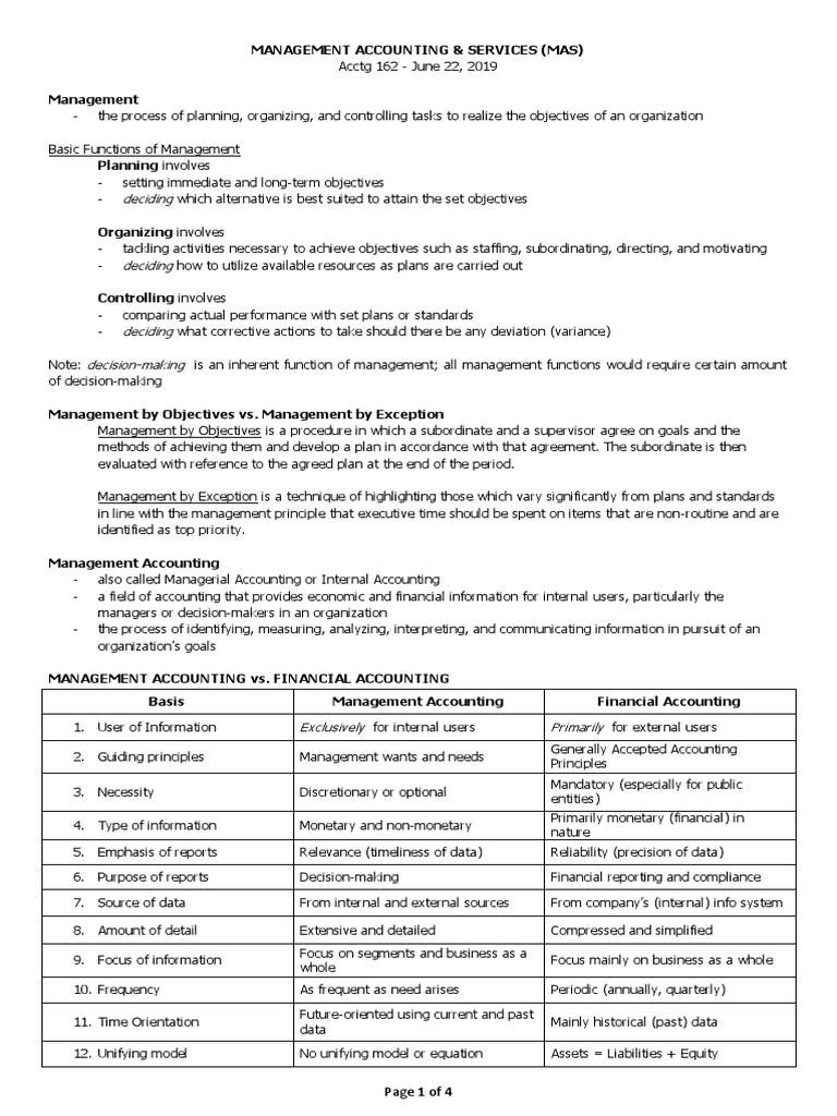Management Accounting & Services Guide | PDF | Management Accounting ...