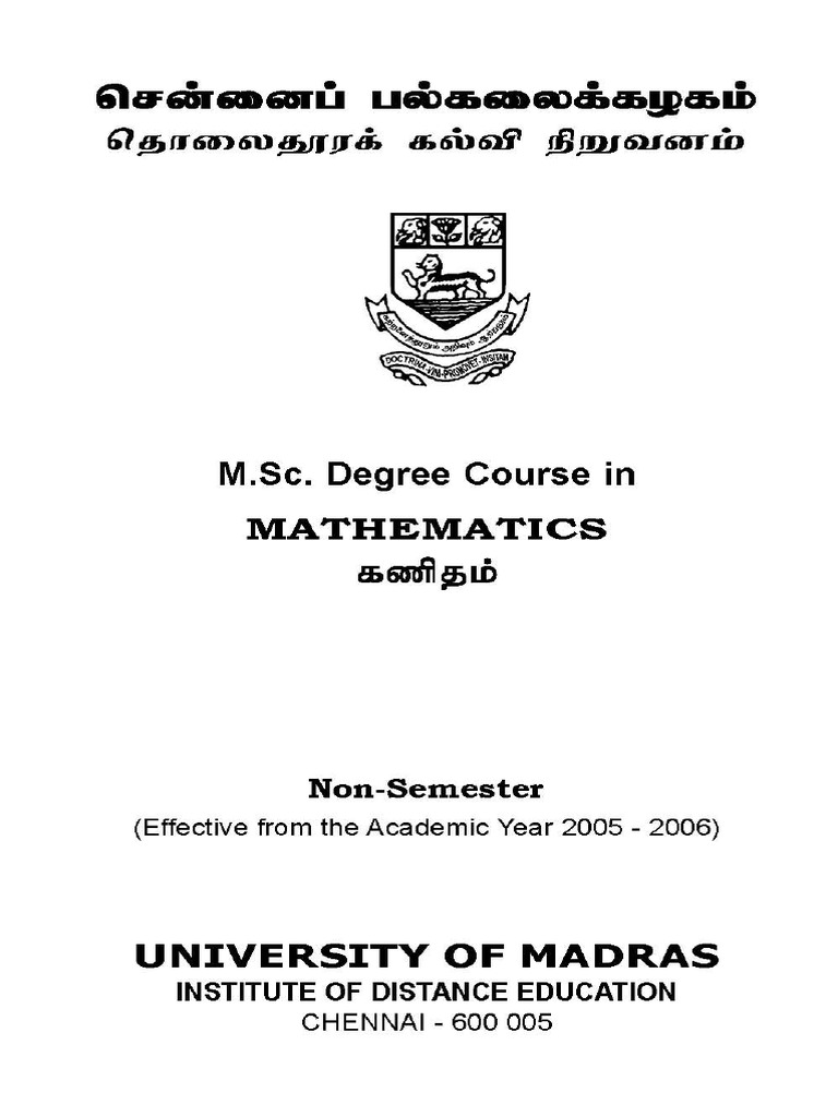 MSC - Maths - Madras University - Syllabus PDF | PDF | Series ...