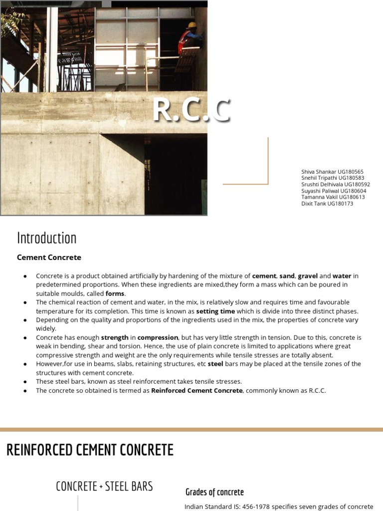 RCC Presentation | PDF | Strength Of Materials | Concrete