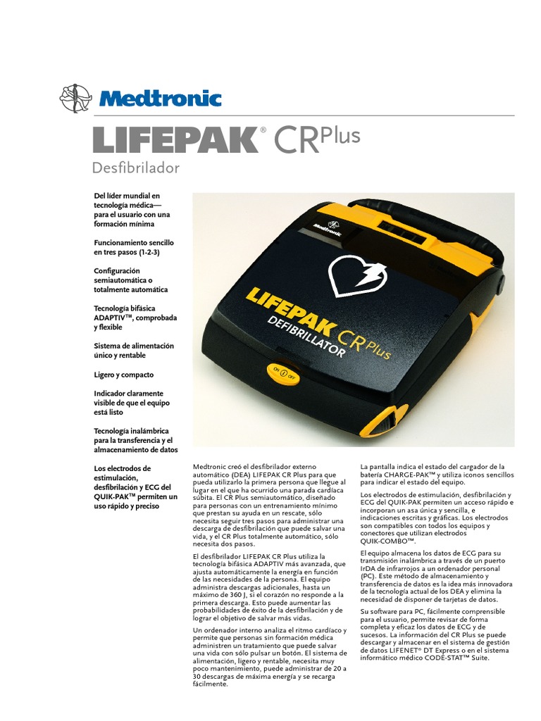 LIFEPAK® CR Plus Data Sheet Español | PDF | Reanimación cardiopulmonar | Informática y ...