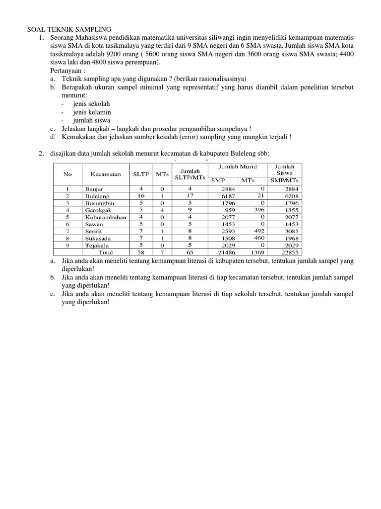 Soal Teknik Sampling | PDF