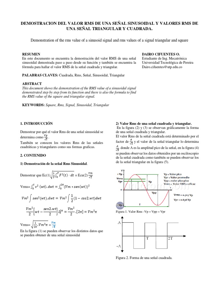 Valor RMS de Señales Senoidales y Más | PDF | Enseñanza de matemática
