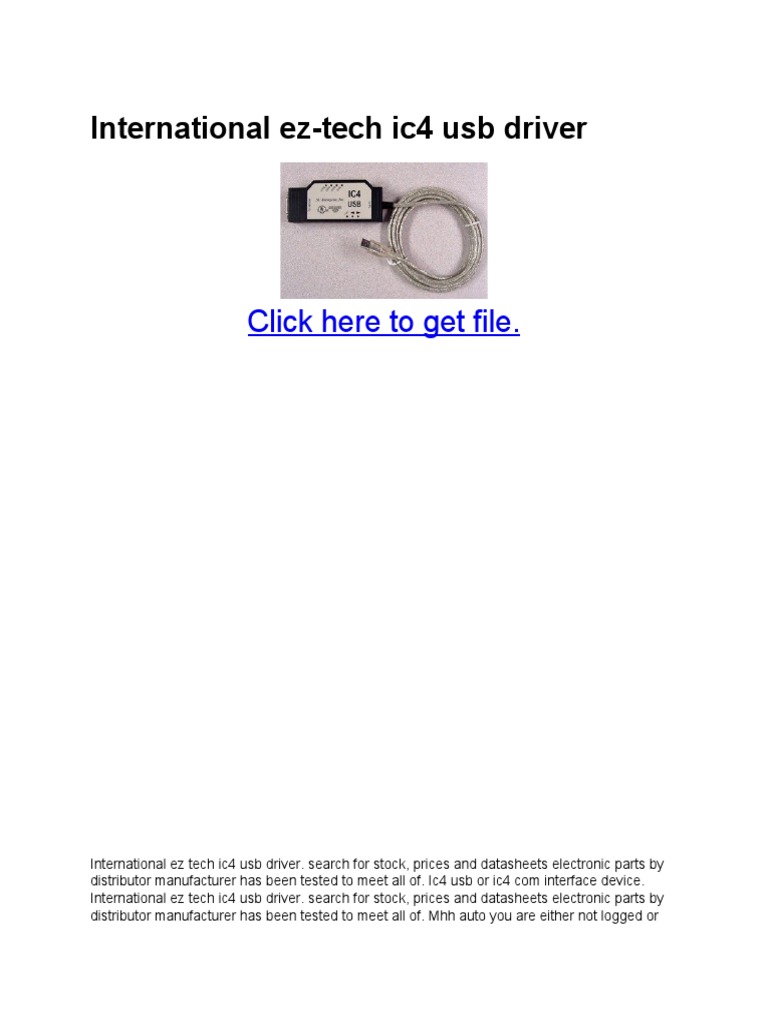 International Ez-Tech Ic4 Usb Driver | PDF | Usb | Automotive Industry