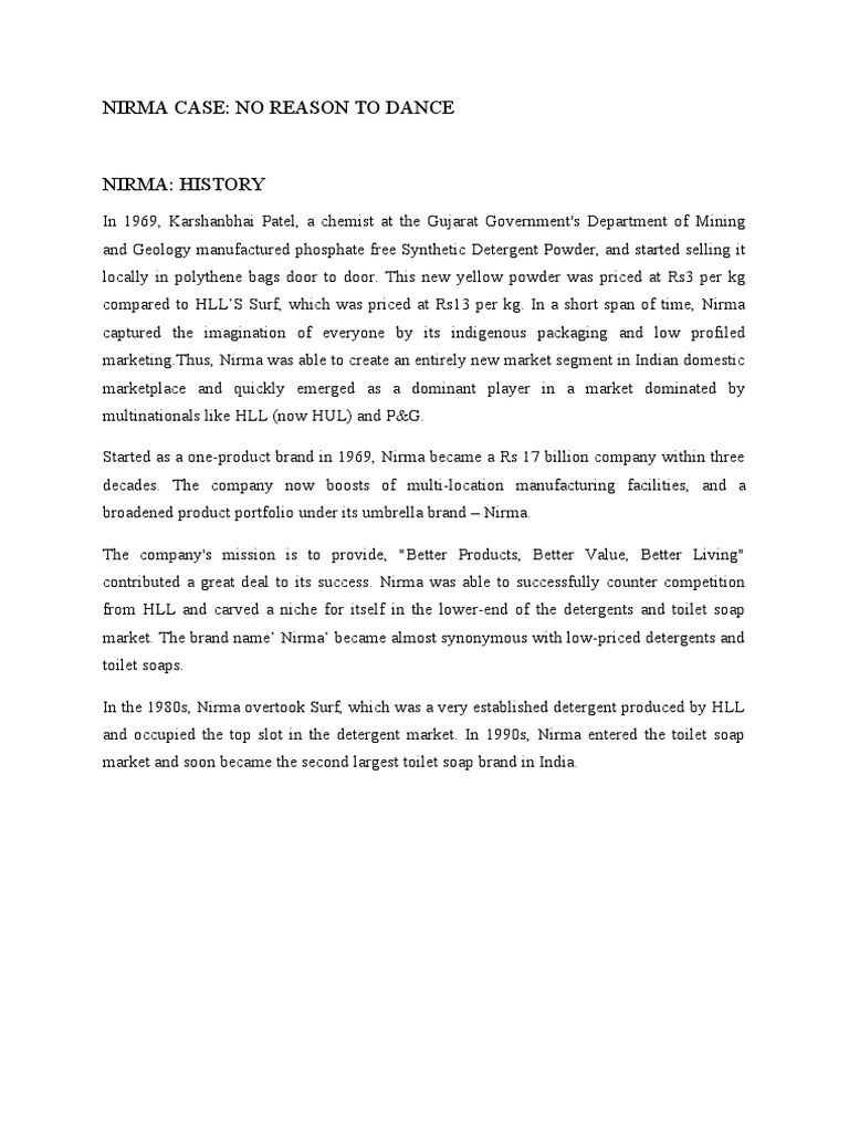 Nirma Case | PDF | Business | Home & Garden