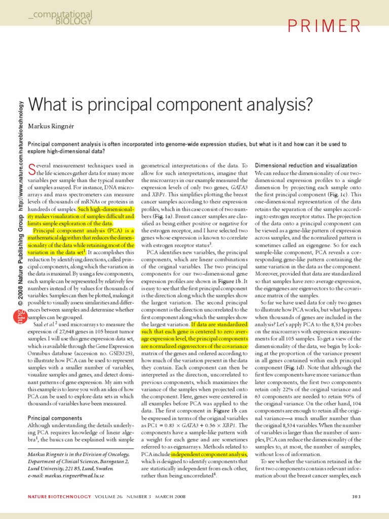 PCA Primer | PDF | Principal Component Analysis | Variance