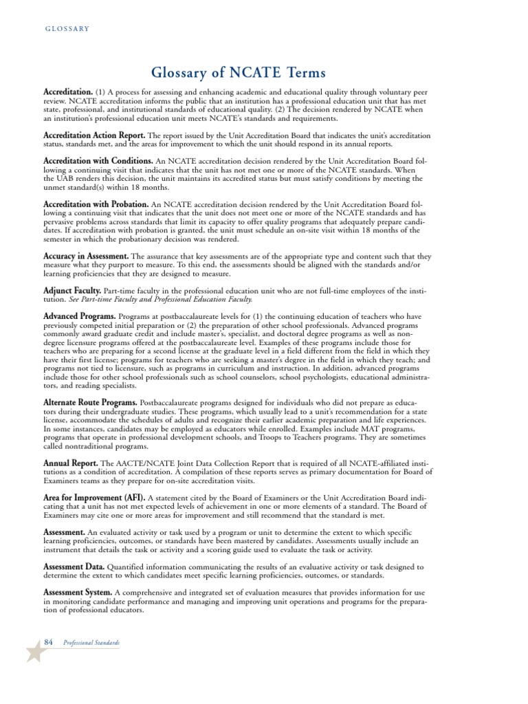 Glossary Standards | PDF | Educational Assessment | Teacher Education