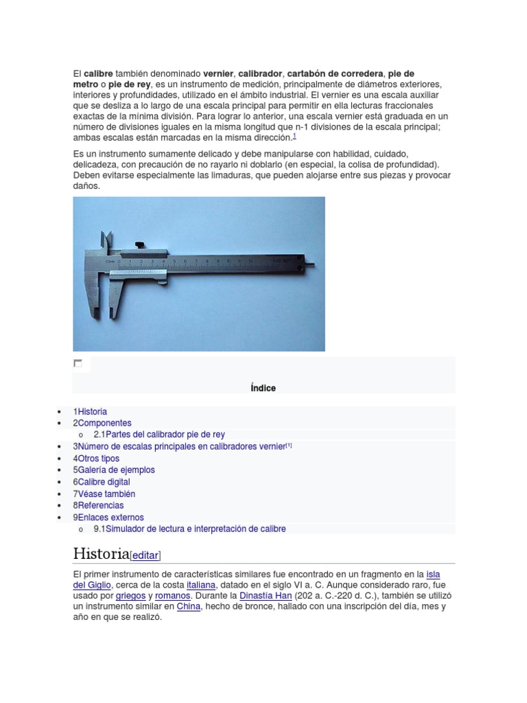 El Calibrador y Sus Partes | PDF | Herramientas | Longitud