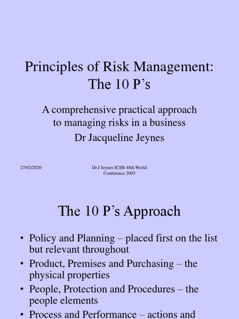 Principles of Risk Management DR J Jeynes | PDF | Risk Management ...