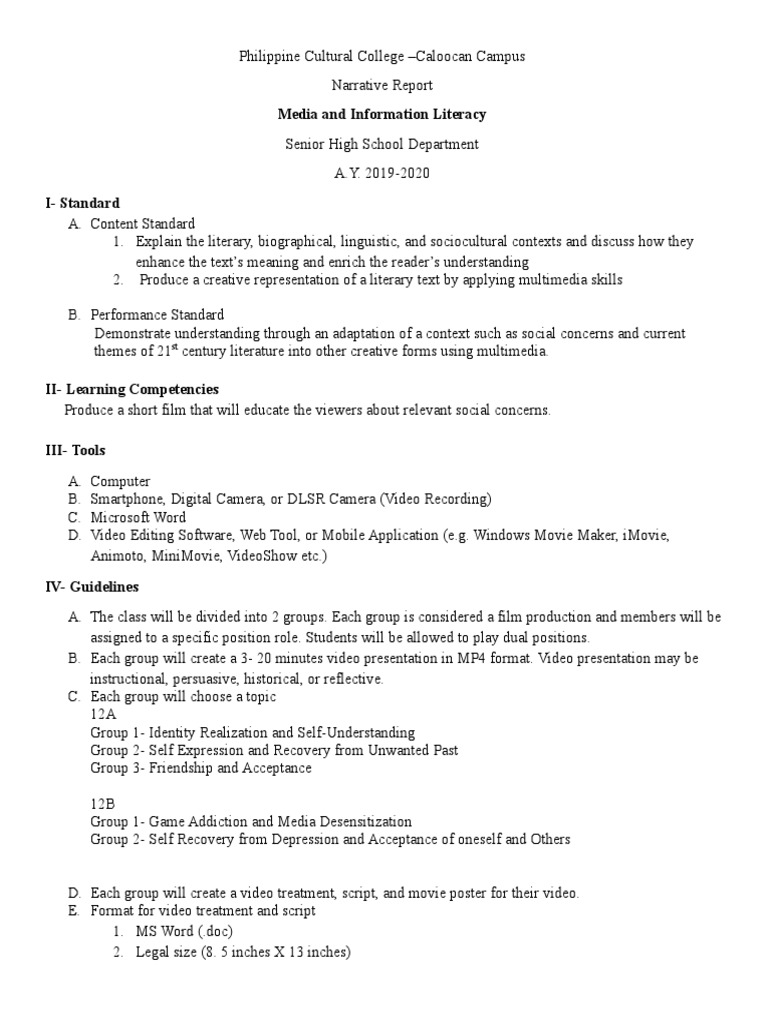 Narrative Report MIL | PDF | Multimedia | Mass Media