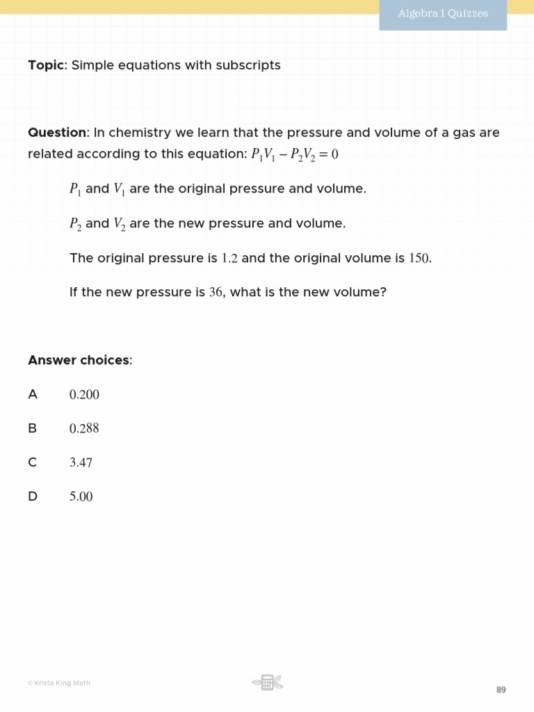 2.2 Simple Equations With Subscripts PDF | PDF | Speed | Equations