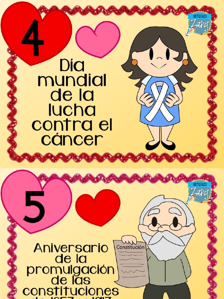 Efemérides Febrero a color - Materiales Zany | PDF