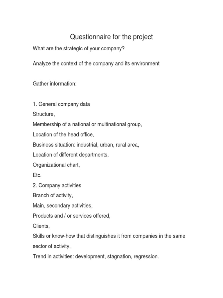 Questionnaire Project Panel | PDF | Strategic Management | Employment
