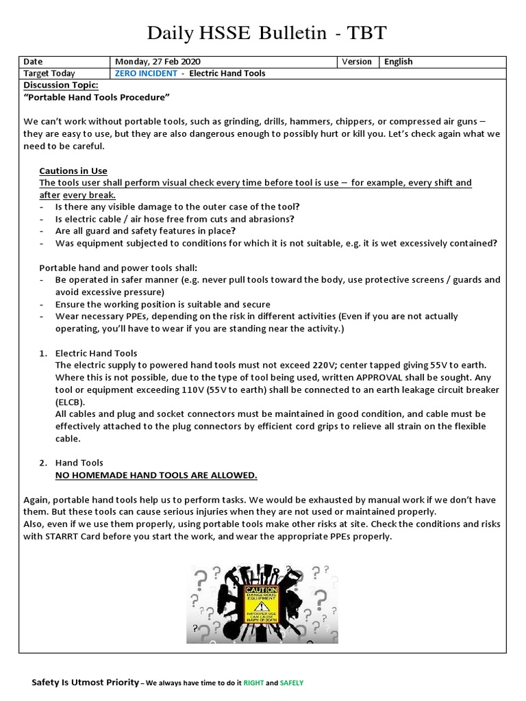 HSE Bulletin - Electrical Hand Tools | PDF