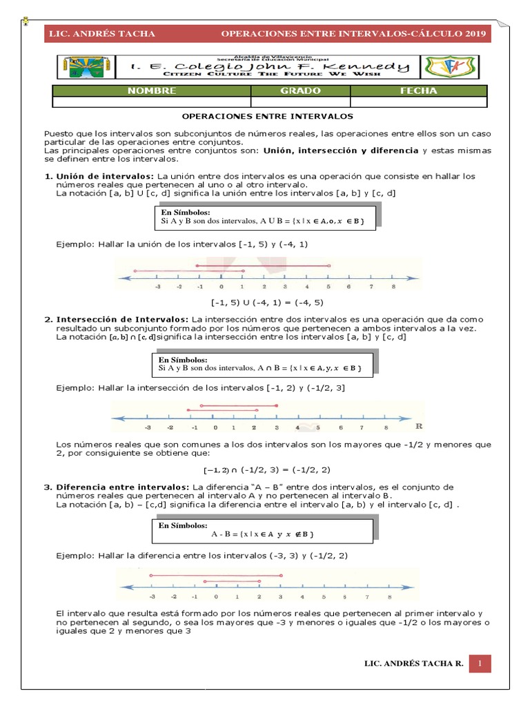 G4. Operaciones Intervalos | PDF | Intervalo (Matemáticas) | Análisis matemático