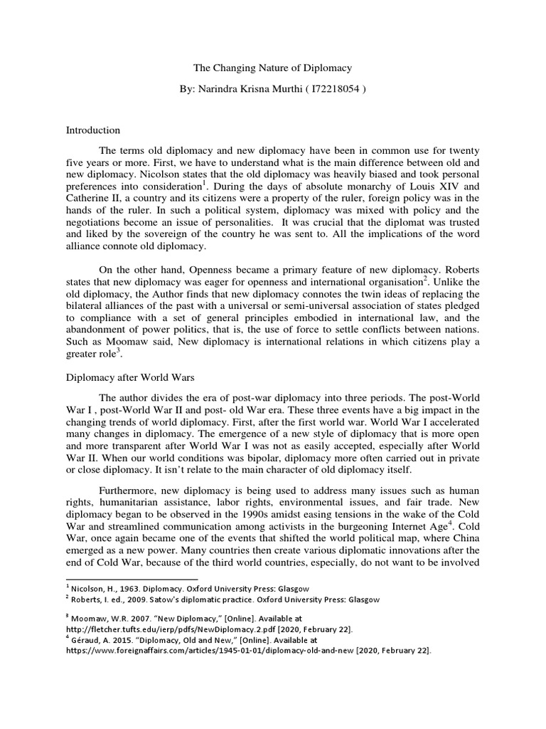 The Changing Nature of Diplomacy | PDF | Diplomacy | Foreign Policy