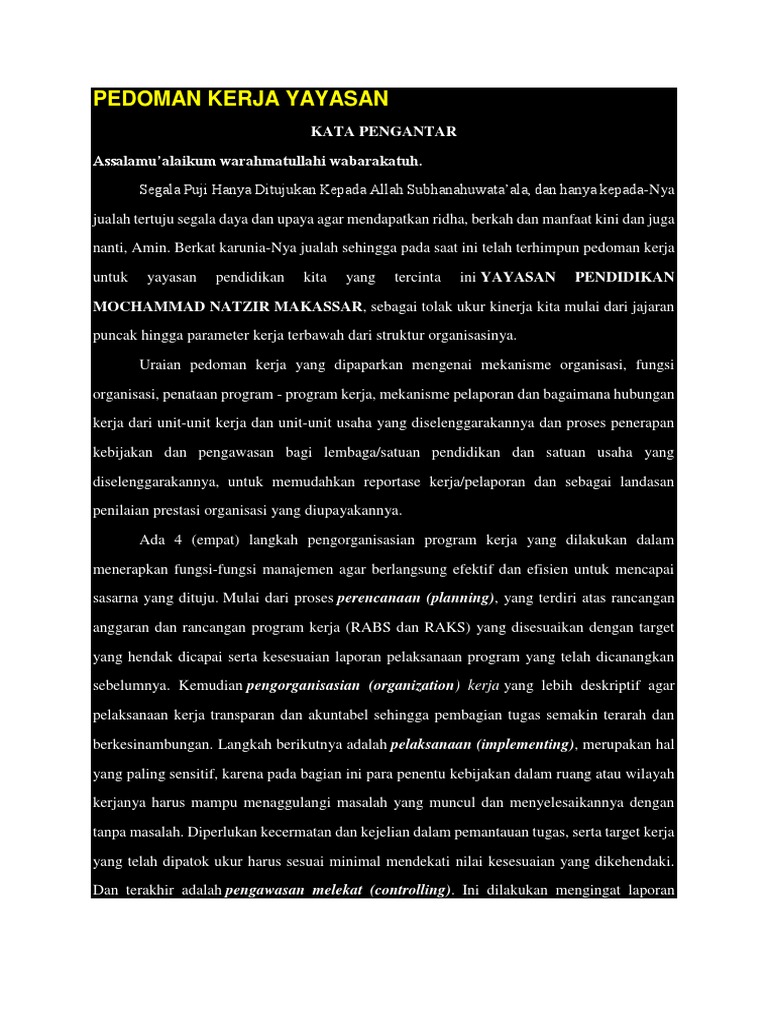 Contoh Program Kerja Yayasan 3 | PDF