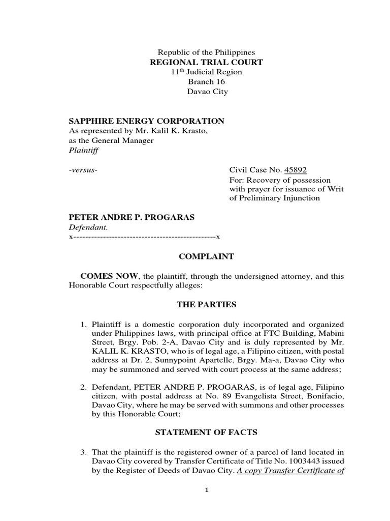 Complaint With Application For Preliminary Injunction | PDF | Injunction | Lawsuit