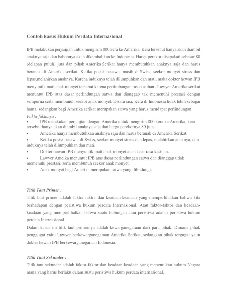 Contoh Kasus Hukum Perdata Internasional | PDF