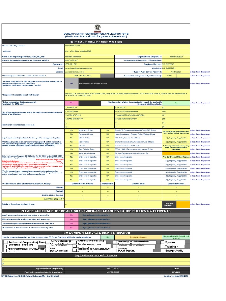 Application Form 9 14 18 45 - Information From Client | PDF | Iso 9000 ...