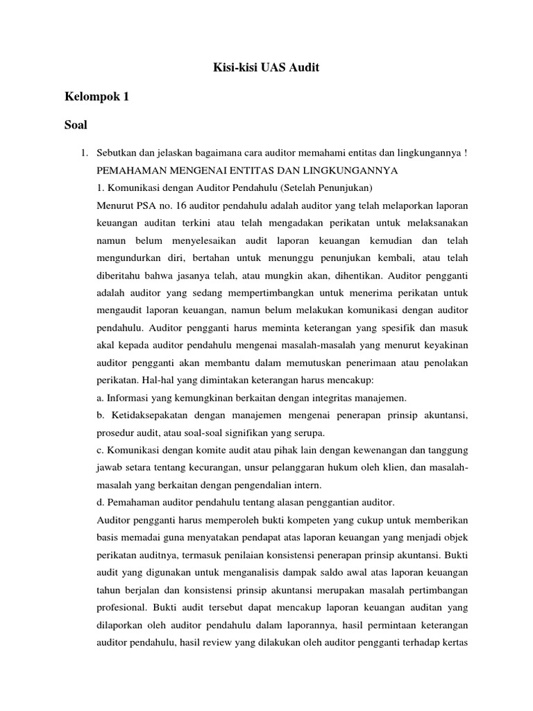 Kisi Kisi Uas Audit | PDF